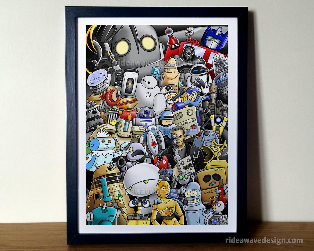 Robots Digital Print Robots Illustration Robots Poster Star Wars Droids ...