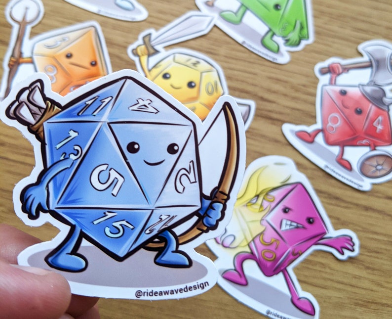 Dnd Dice Stickers Set | Dice Hero Sticker Pack | Dungeons and Dragons ...