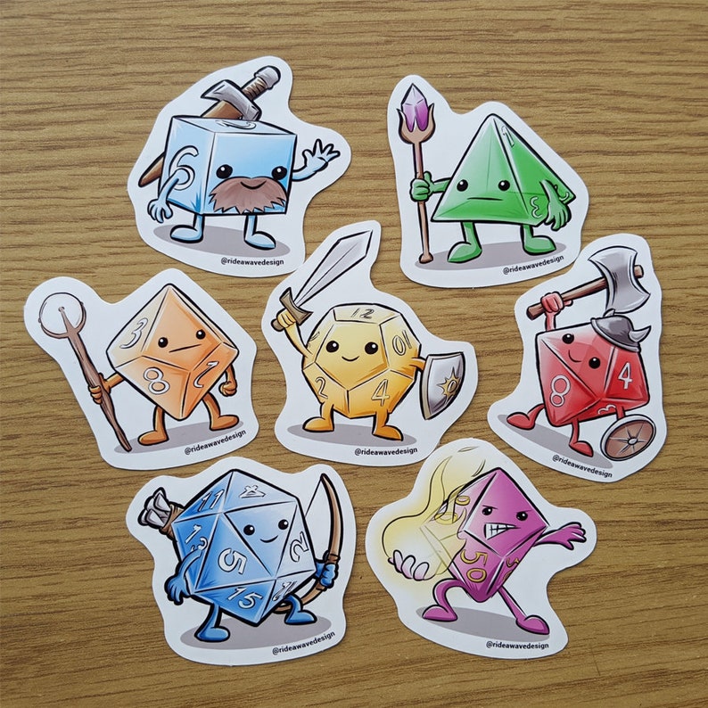 DnD Dice Stickers Set Dice Hero Sticker Pack Dungeons and | Etsy