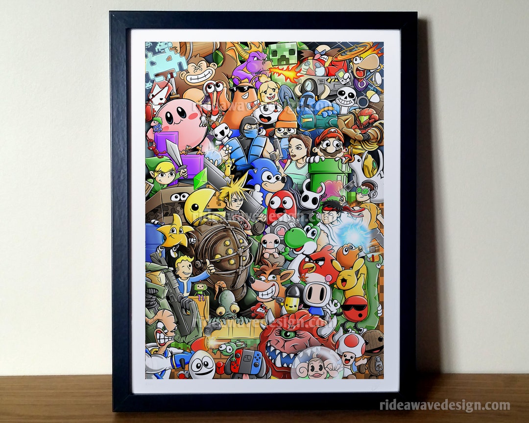 Video Game Print Game Characters Art Print Xbox Nintendo Playstation ...