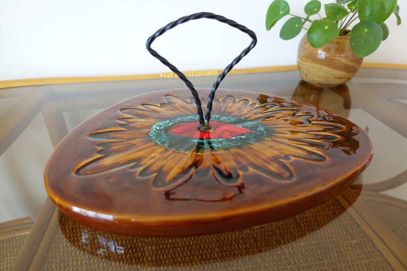 Vallauris Pottery Cheese Serving Platter With Iron Handle 1960s ...