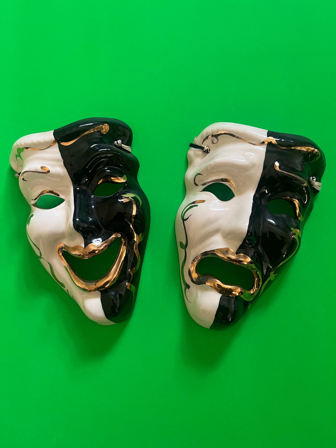 Vintage Porcelian Set of Laugh Now Cry Later Face Mask 80s 90s Retro ...