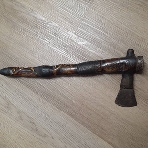 Real Antique Uganda African Carved Wooden Tomahawk Iron Real Heavy ...