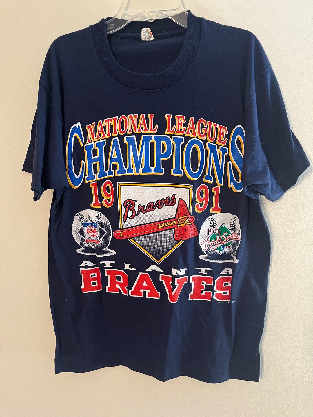 Vintage 1991 Atlanta Braves Tshirt Adult Medium Champions National ...