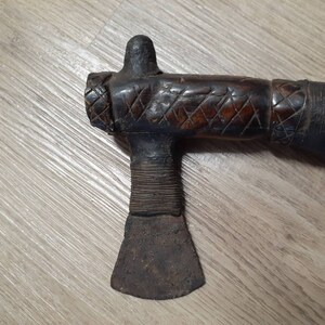 Real Antique Uganda African Carved Wooden Tomahawk Iron Real Heavy ...