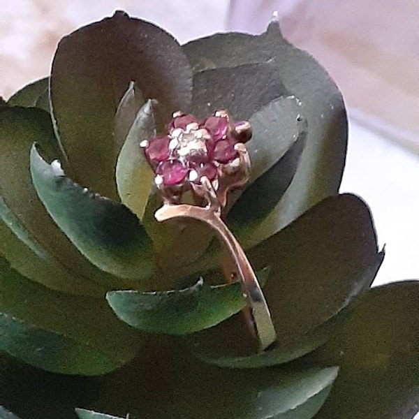 Ruby Flower Ring - Etsy