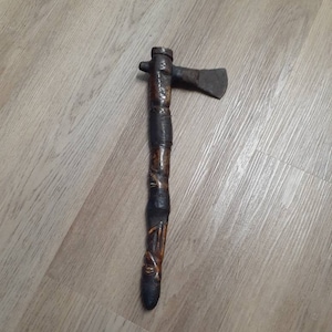 Real Antique Uganda African Carved Wooden Tomahawk Iron Real Heavy ...