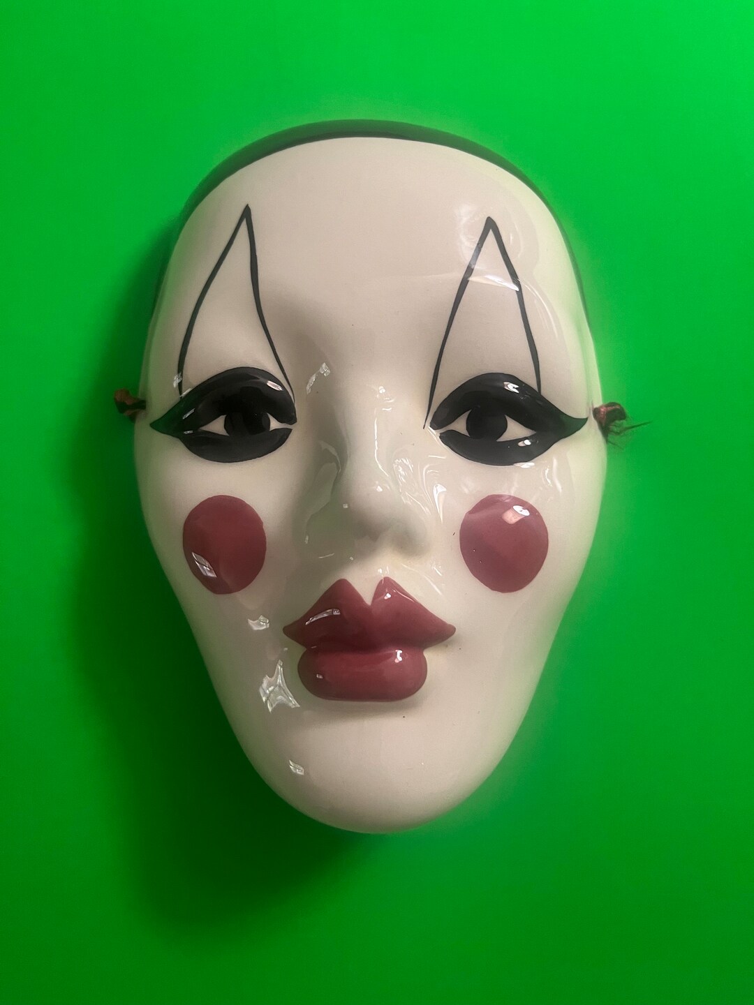 Vintage Porcelian Mask 80s Retro Clown Jester Masquerade Rare Unique ...