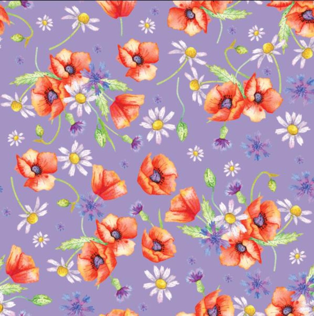Seamless Poppy Spring Wildflower Pattern | Instant Digital Download - Etsy