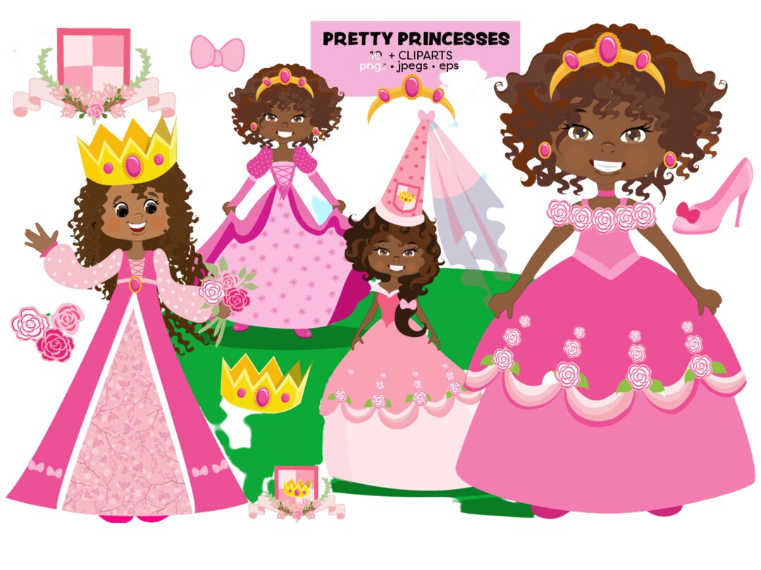 African American Princess Clipart, African American Princesses, Multi ...