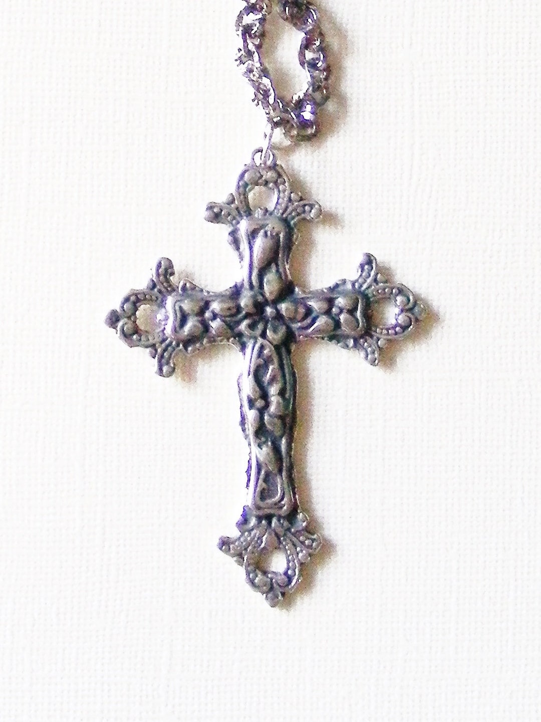 Italian Pewter Cross Necklace - Etsy