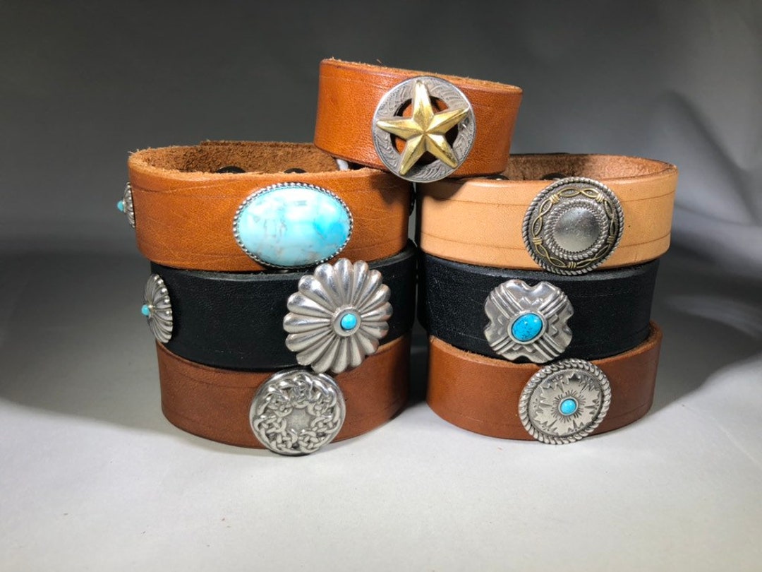 Western Style Wrist Cuffs With Various Conchos and Sizes - Etsy