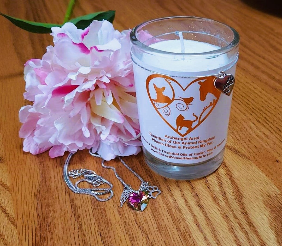 PET BLESSING Gift Set 12 Oz Soy Archangel Ariel Jade Jar Candle & Pet ...