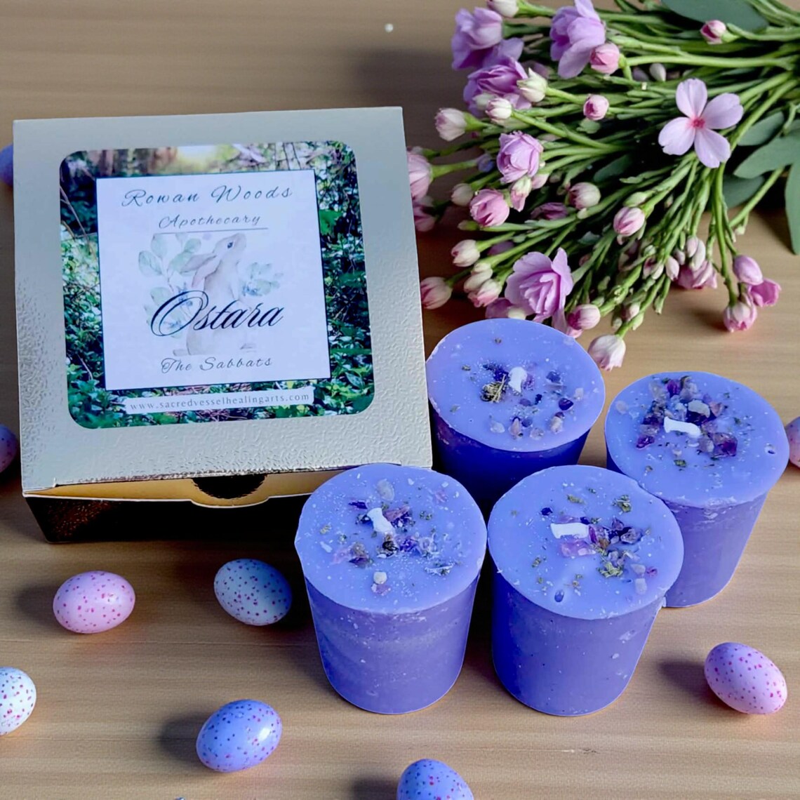 Ostara Soy Candle Set Box of 4 Votives & 12 Oz Soy Jar Eostre Spring ...