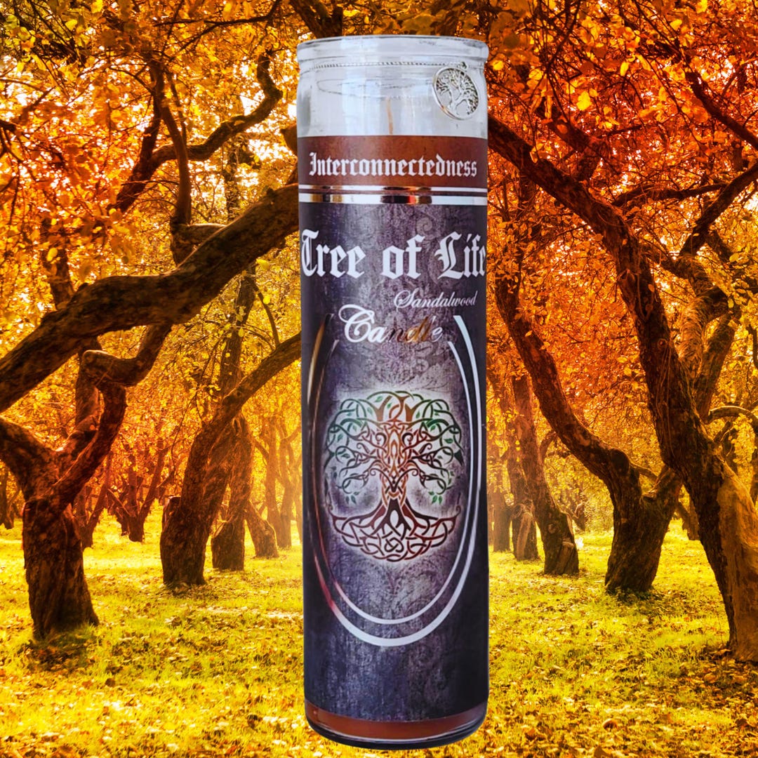 TREE of LIFE Candle W/tree Charm Sandalwood Interconnectedness Ritual ...