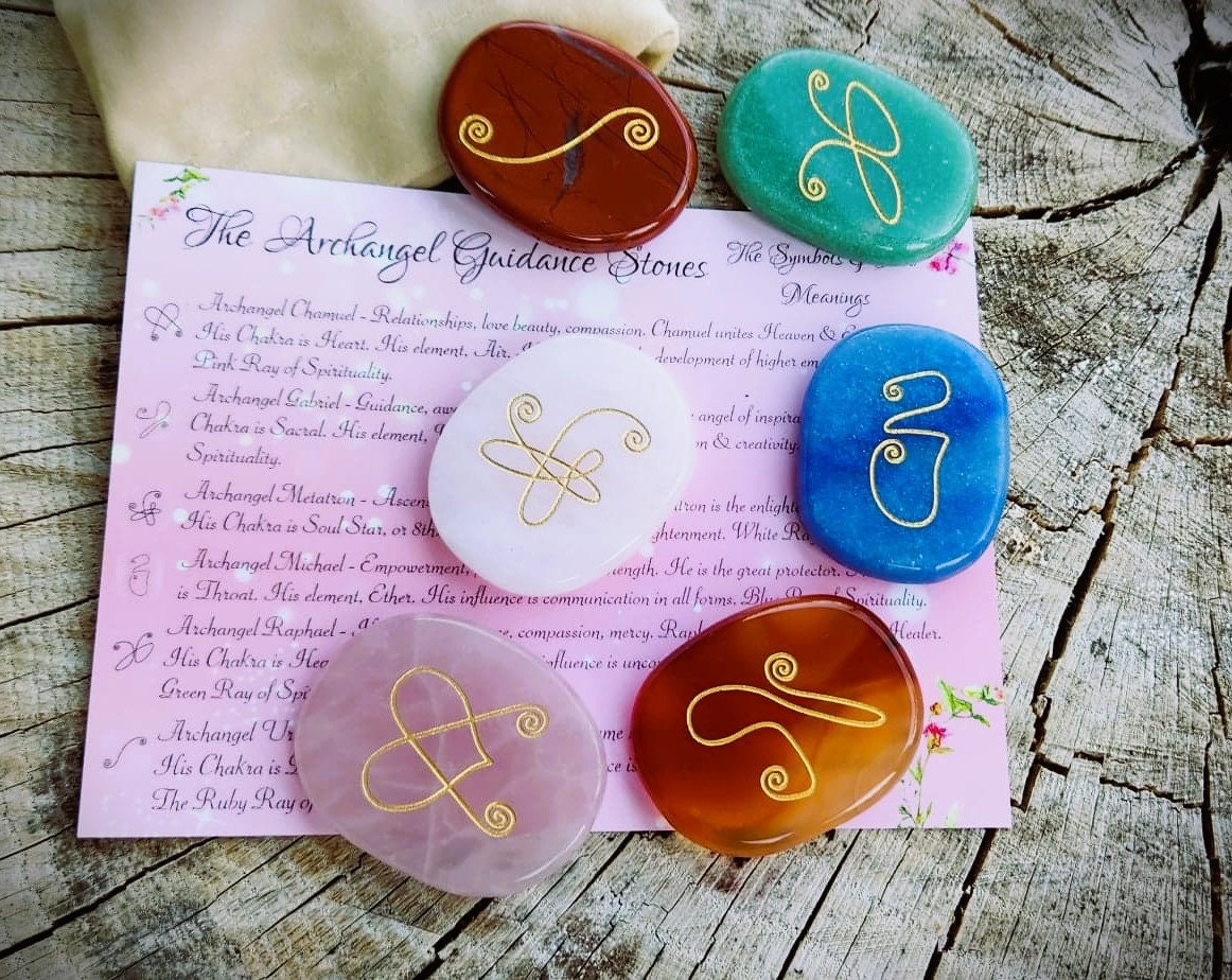 Archangel Guidance Stones oracle Precision Engraved Set of 6 - Etsy