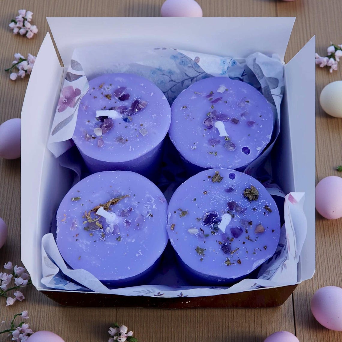 Ostara Soy Candle Set Box of 4 Votives & 12 Oz Soy Jar Eostre Spring ...