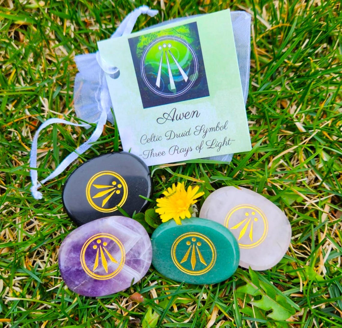 Awen Druid Talisman Stone – 3 Rays of Inspiration | Amethyst ...