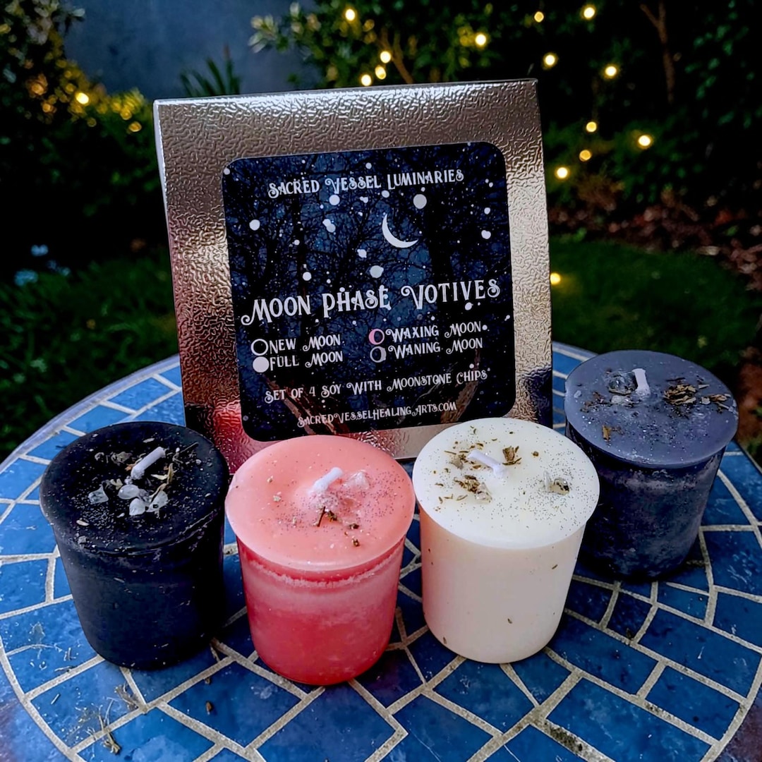 Moon Candles, Soy 4 Phases Box of 4, Votives for Manifestation, With ...