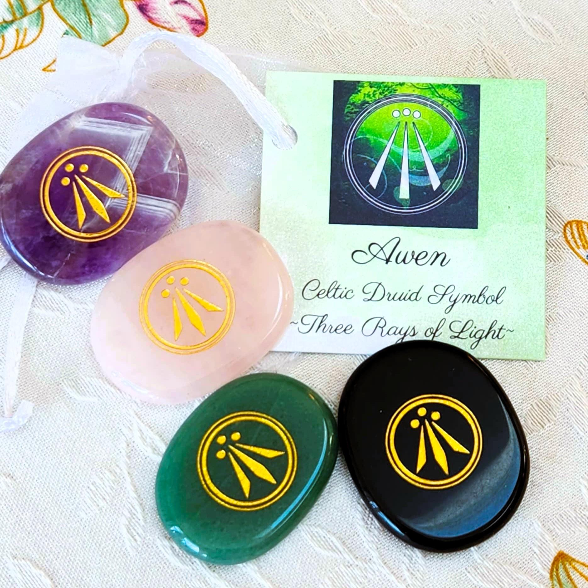 Awen Druid Talisman Stone – 3 Rays of Inspiration | Amethyst ...