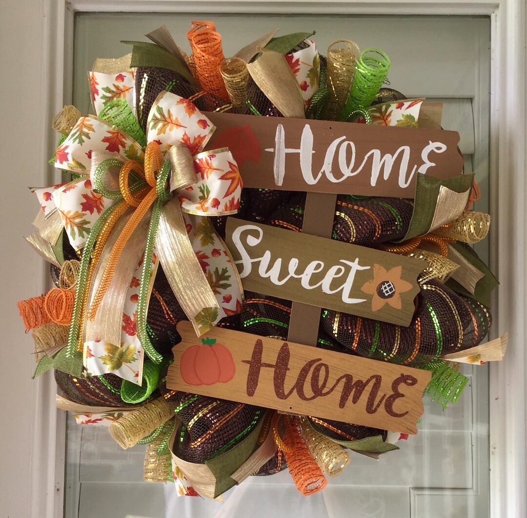 HOME Sweet HOME FALL Wreath, Thanksgiving Wreath, Fall Wreath, Stake ...