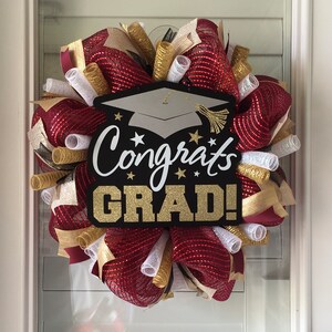CONGRATS Grad Graduation Wreath, MAROON and GOLD School Colors ...