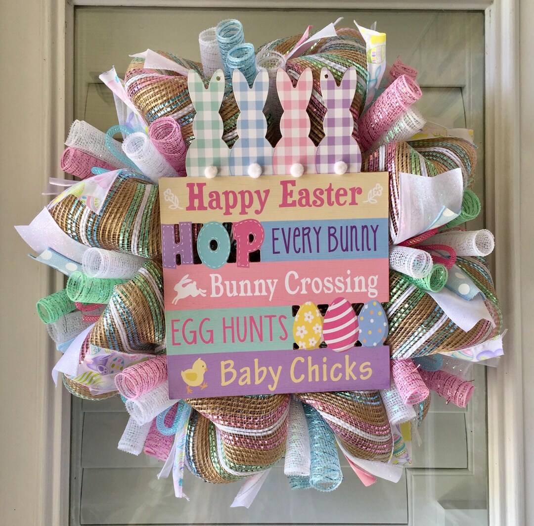 HAPPY EASTER HOP Wreath, Hop Every Bunny, Bunny Crossing, Egg Hunts ...