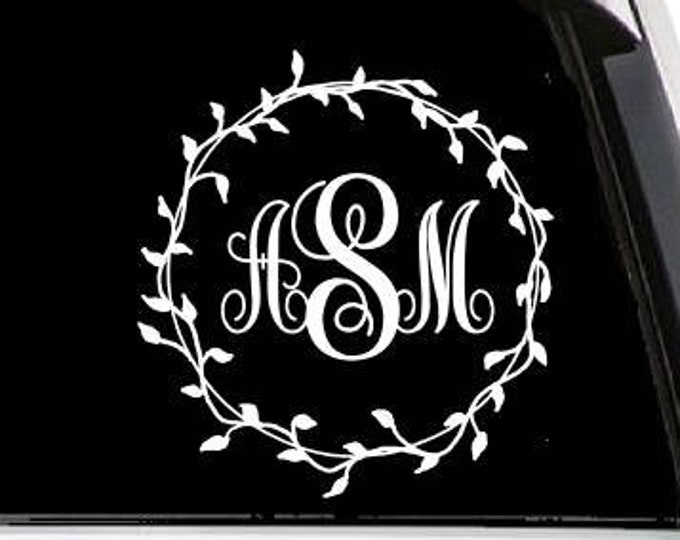 4 Initial Monogram Decal - Monogram Sticker - Monogram Decals ...