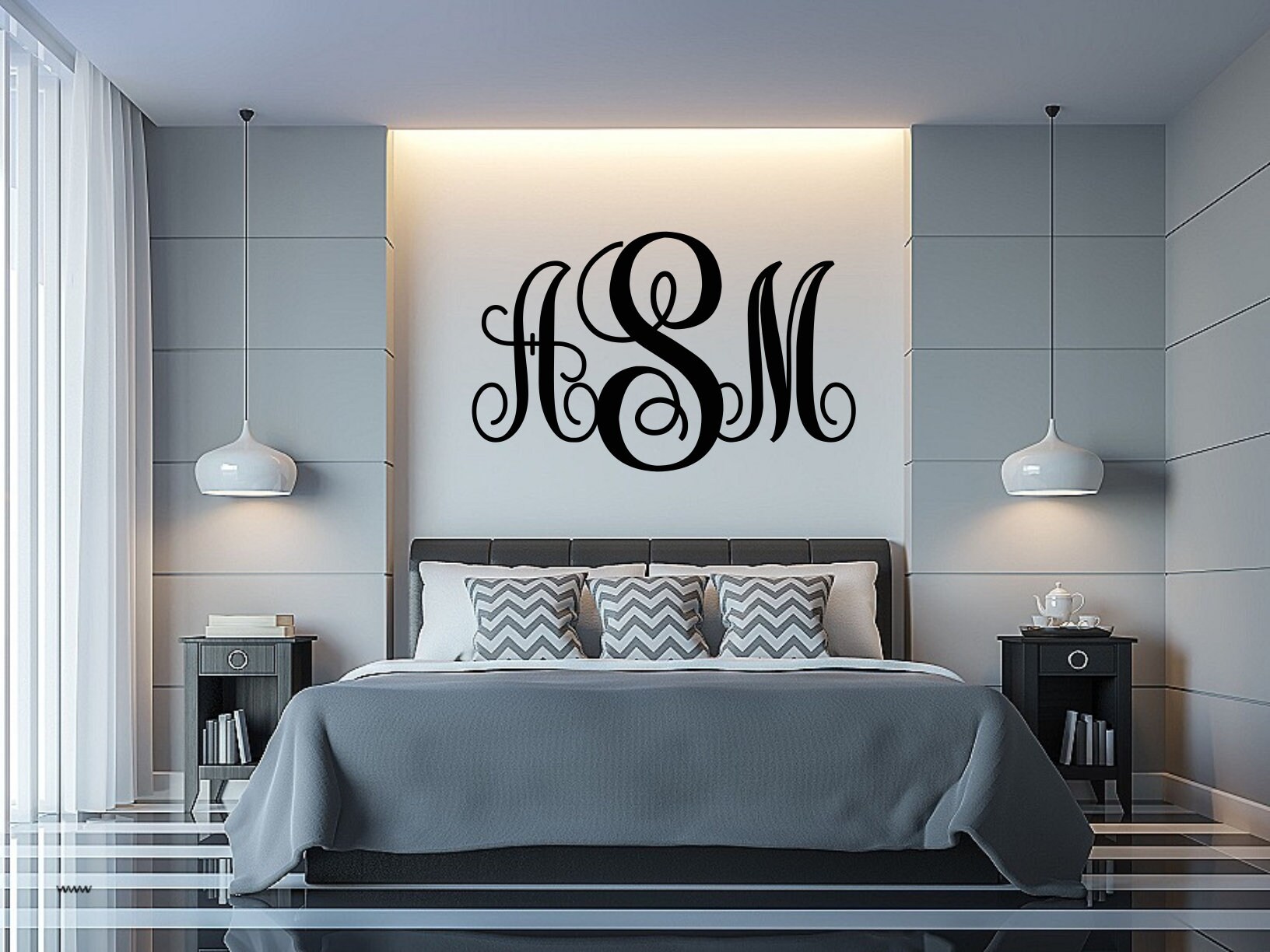 Initial Wall Decal | Nursery Decor | Wall Decor | Monogram Wall Decal ...