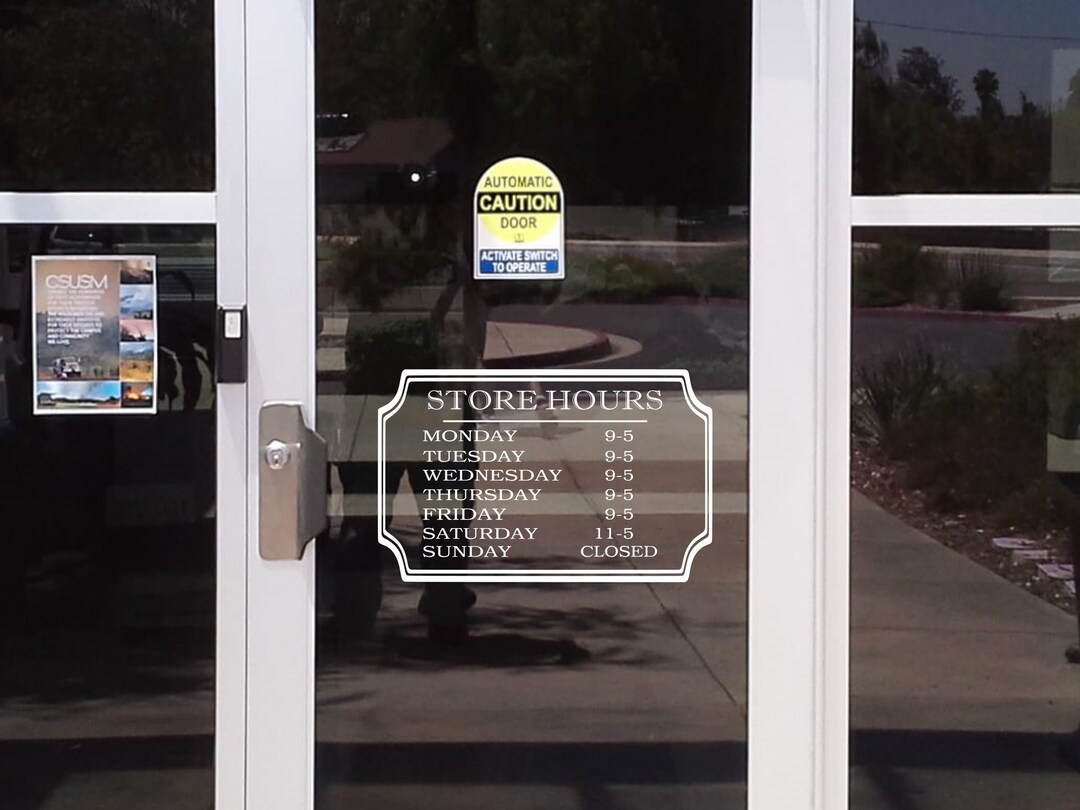 Store Hours Vinyl Decal - Store Hours Sticker- Boutique Hours Decal ...