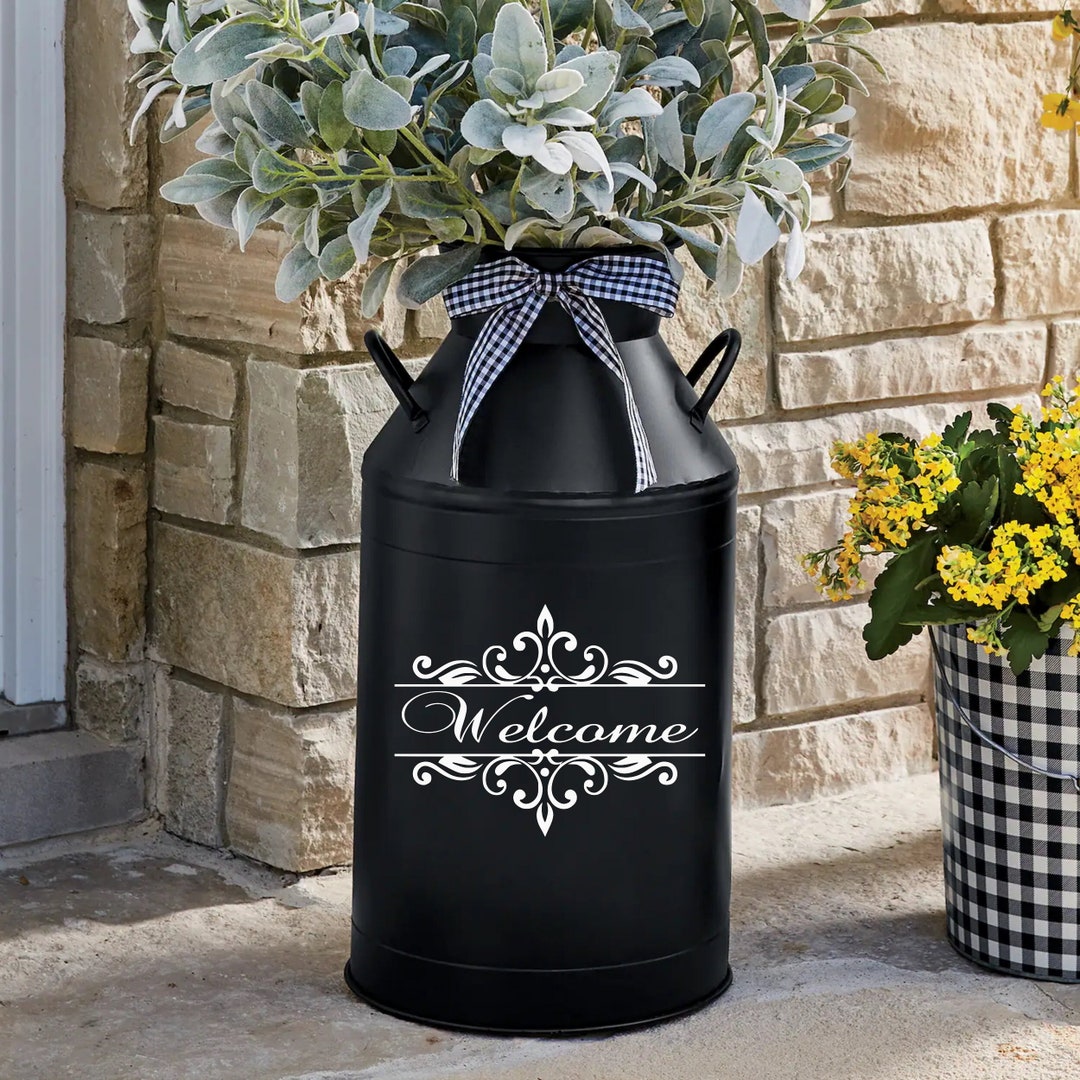 Welcome Monogram Decal | Milk Can Decal | Front Porch Decor | Front ...