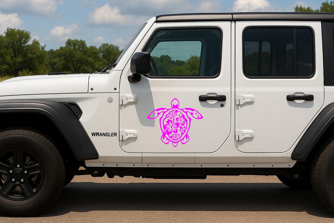 Turtle Hibiscus Flower Vinyl Decal – Sea Turtle Car Sticker for Windows ...