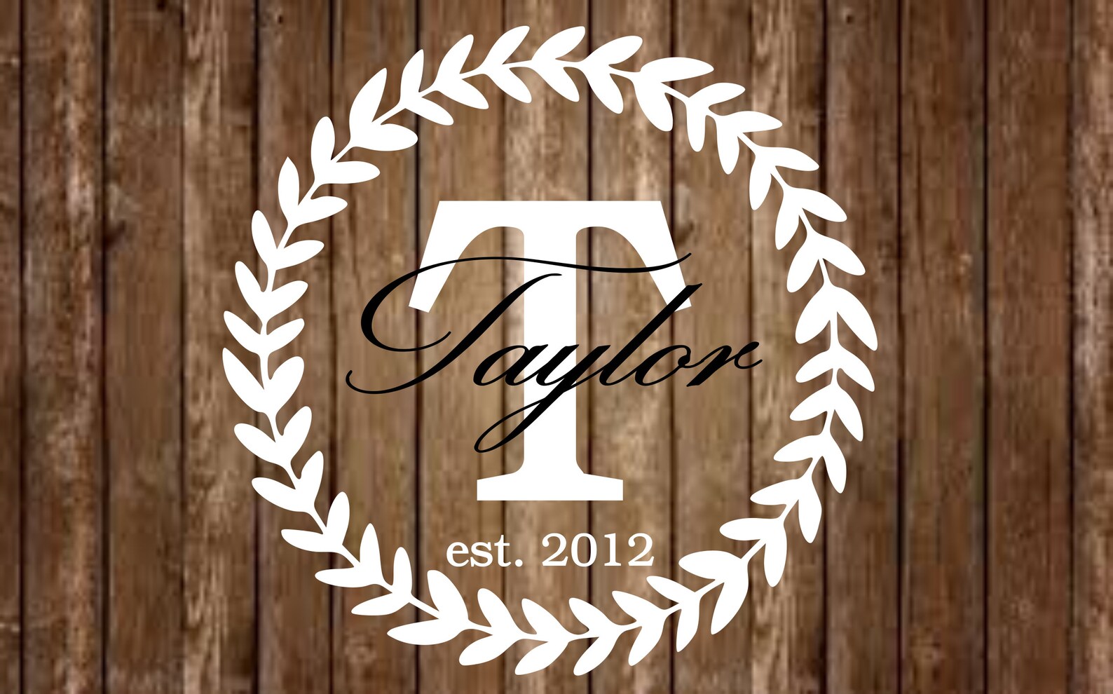 Wreath Monogram Decal | Wedding Decal | Last Name Decal | Last Name ...