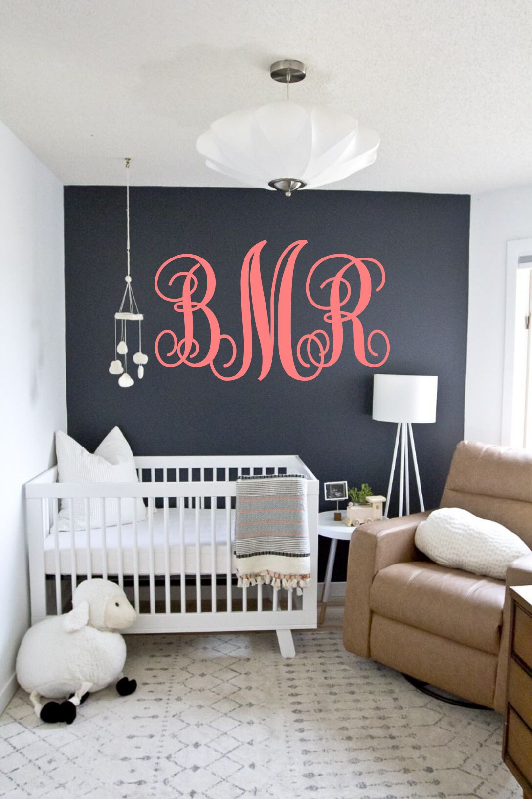 Initial Wall Decal | Nursery Decor | Wall Decor | Monogram Wall Decal ...