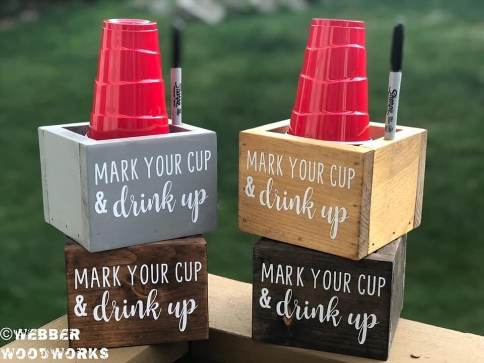 Mark Your Cup & Drink Up, Wooden Cup Holder, Wooden Mark Your Cup and ...