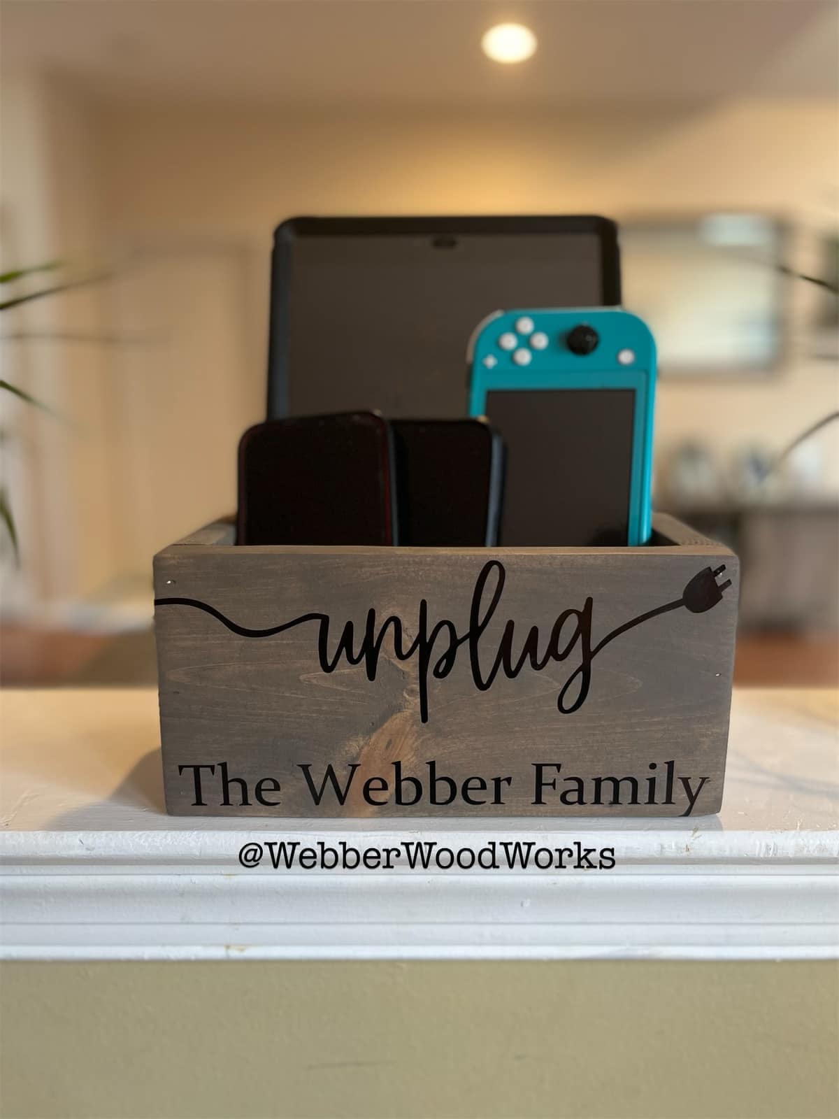 Unplug Wooden Box, Unplug Electronics Storage Box, Tech Time Out Box ...