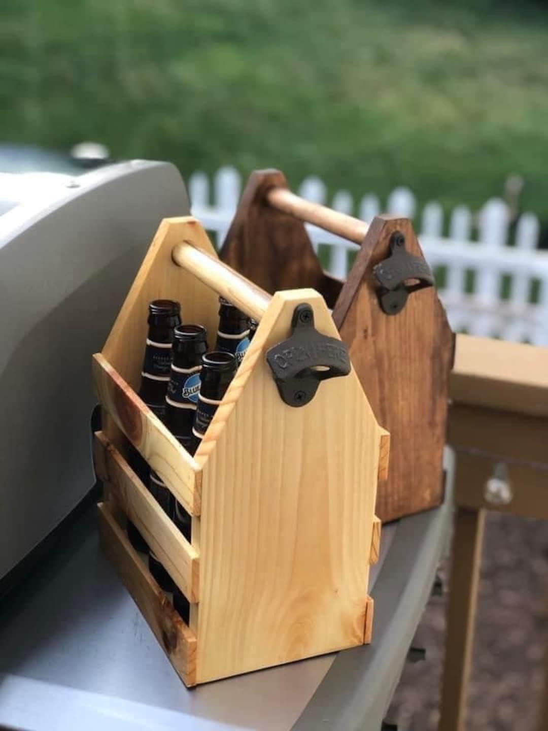 Wooden Bottle Caddy, Wooden Beer Caddy, Gift for Dad, Father’s Day Gift ...