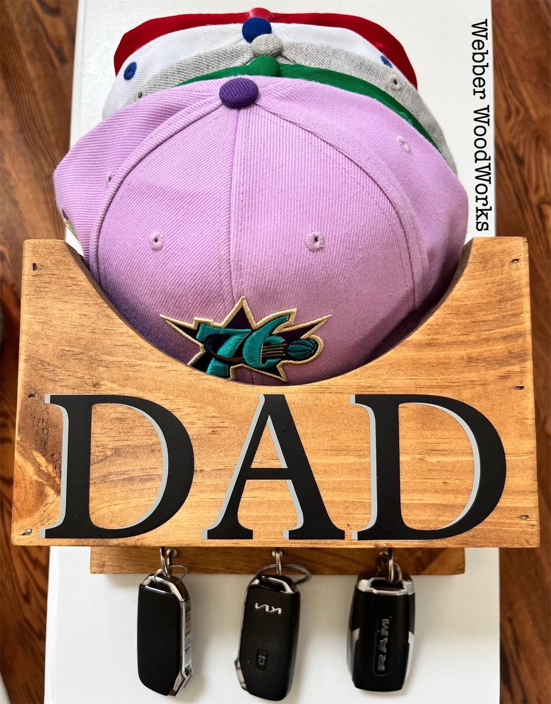 Wooden Baseball Hat Holder, Wooden Hat Holder, Key Holder, Wooden Hat ...