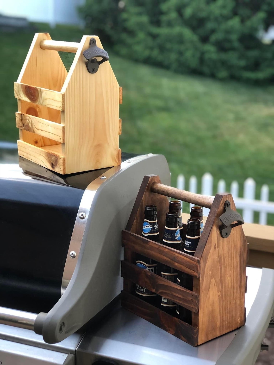 Wooden Bottle Caddy, Wooden Beer Caddy, Gift for Dad, Father’s Day Gift ...