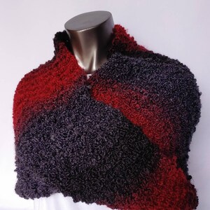 Chunky Soft Red Black Grey Stripe Hand Knit Infinity Scarf - Etsy