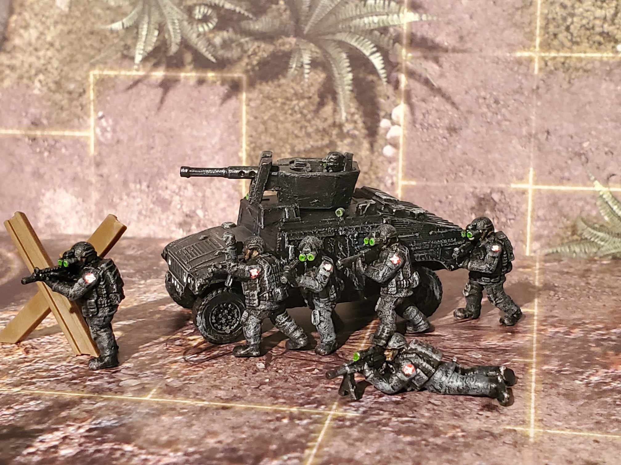 US Delta Forces With Night Vision Goggles Miniatures Near Modern War ...