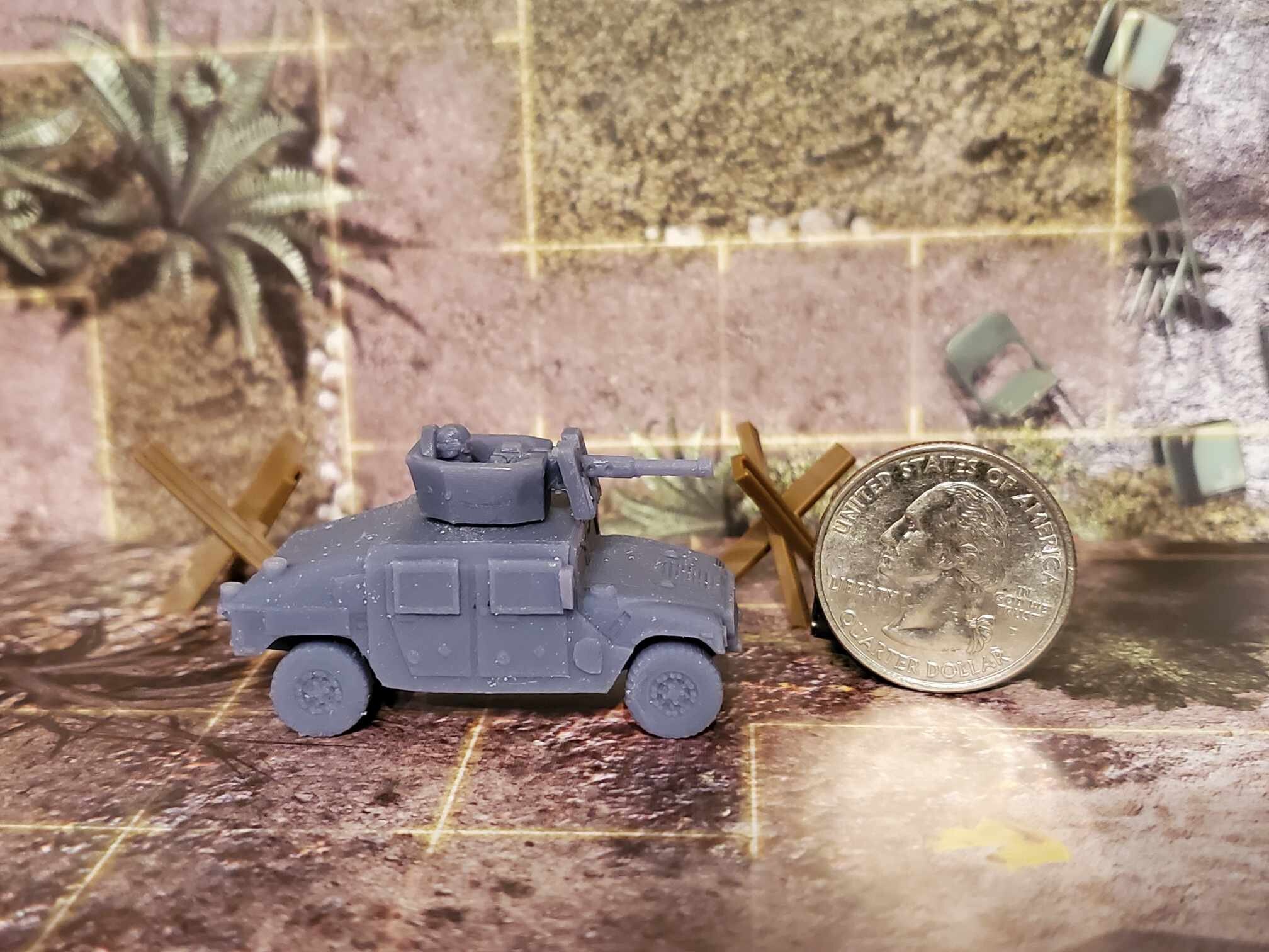 HMMWV US Frag Kit With 3 Turrets and 1 Hatch Vehicle 1/100 Scale, 3D ...