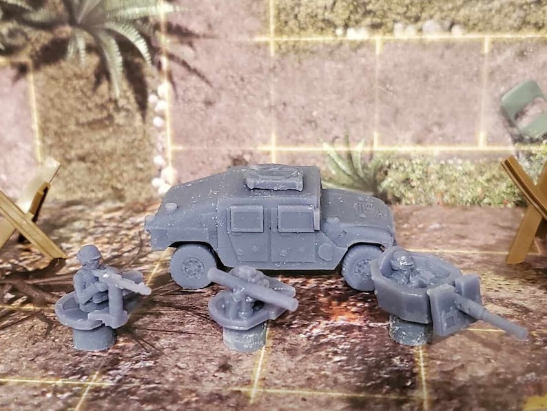 HMMWV US Frag Kit With 3 Turrets and 1 Hatch Vehicle, 3D Resin Printed ...