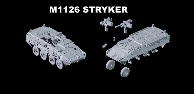 M1126 Stryker Fighting Vehicles, 3D Resin Printed Near Modern War ...