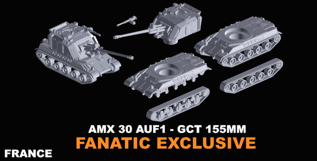 AMX 30 AUF1-GCT 155mm 3D Resin Printed Near Modern War Flames of War ...