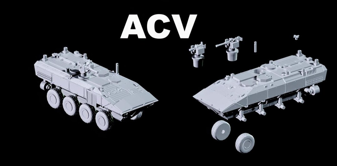 US ACV Vehicle 1/72 and 1/100 Scale, 3D Resin Printed Near Modern War ...
