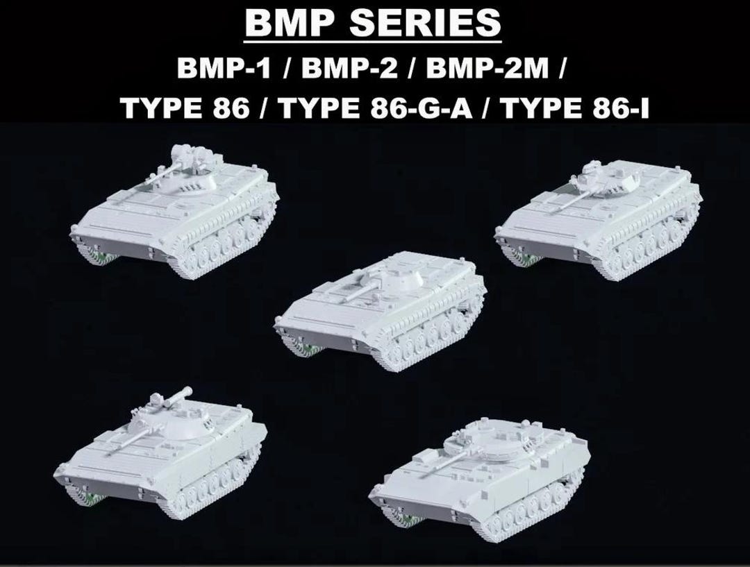 BMP 1, BMP-2, BMP-2M, Type 86I, Type 86G, Type 86A 1/72 and 1/100 Scale, 3D Resin Printed Near ...