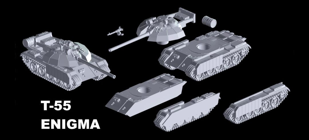 T55 ENIGMA Tank, 3D Resin Printed Near Modern War Flames of War Team ...