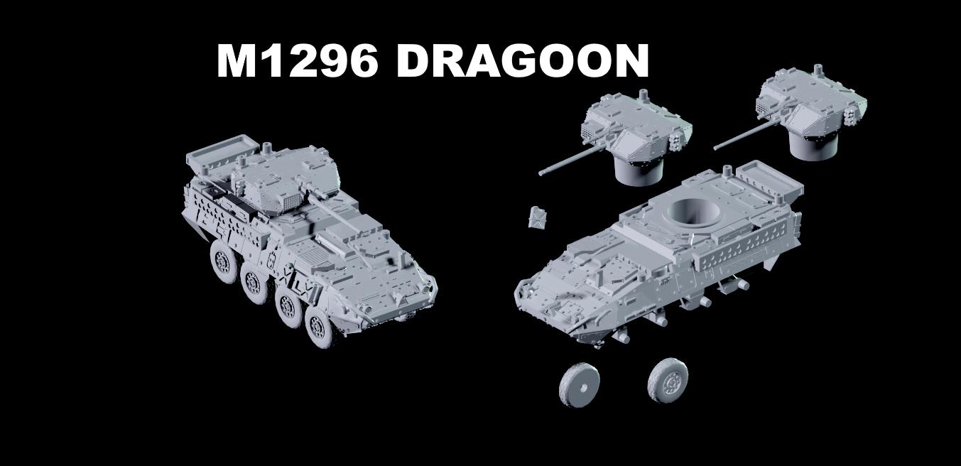 M1296 Dragoon Stryker Fighting Vehicles, 3D Resin Printed Near Modern ...