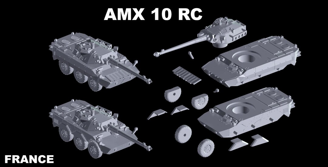 AMX 10 RC French Vehicle 3D Resin Printed Near Modern War Flames of War ...
